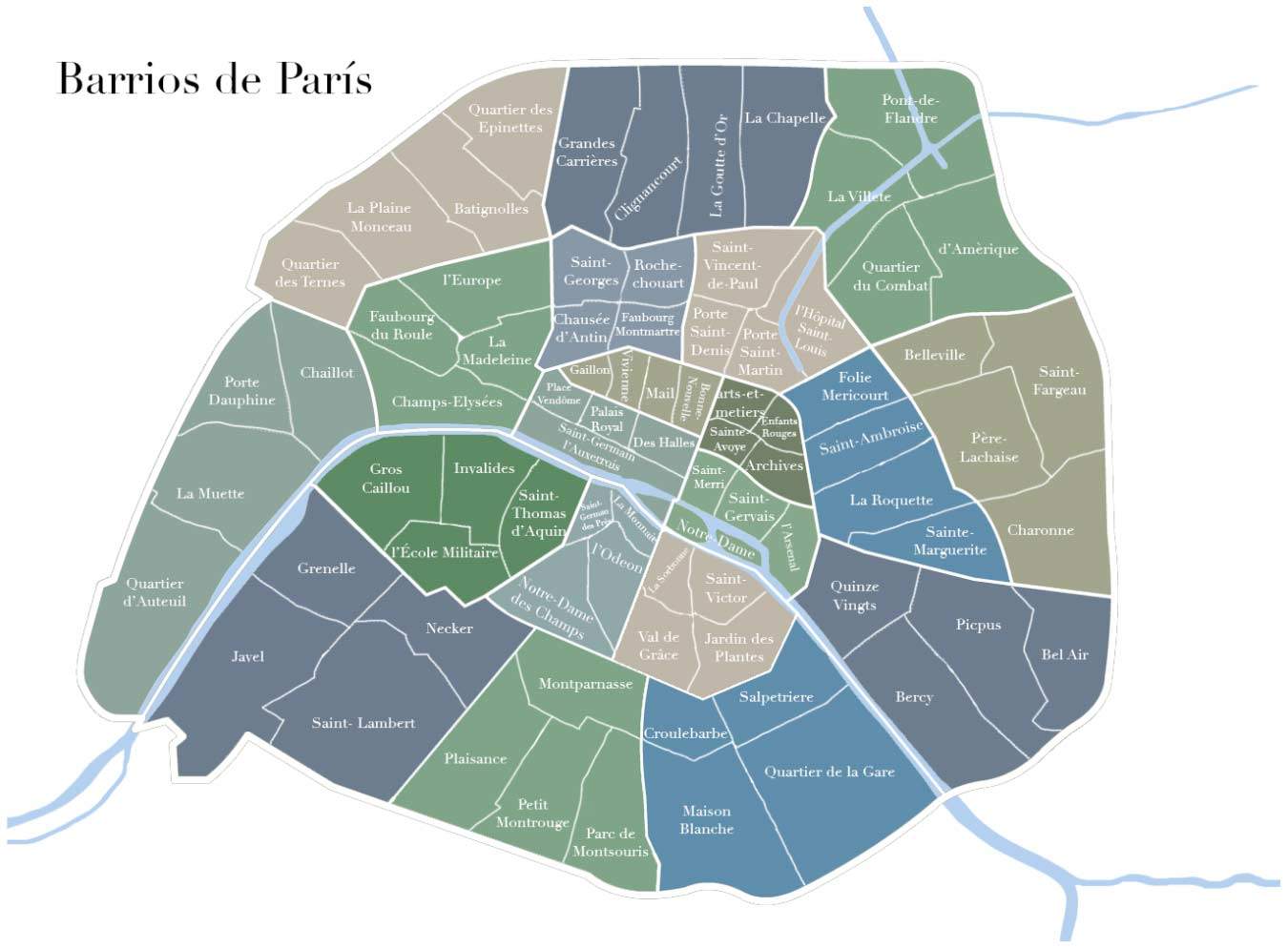 Las 12 Mejores Zonas y BARRIOS DE PARÍS (con MAPA). - Dosmochilasymedia